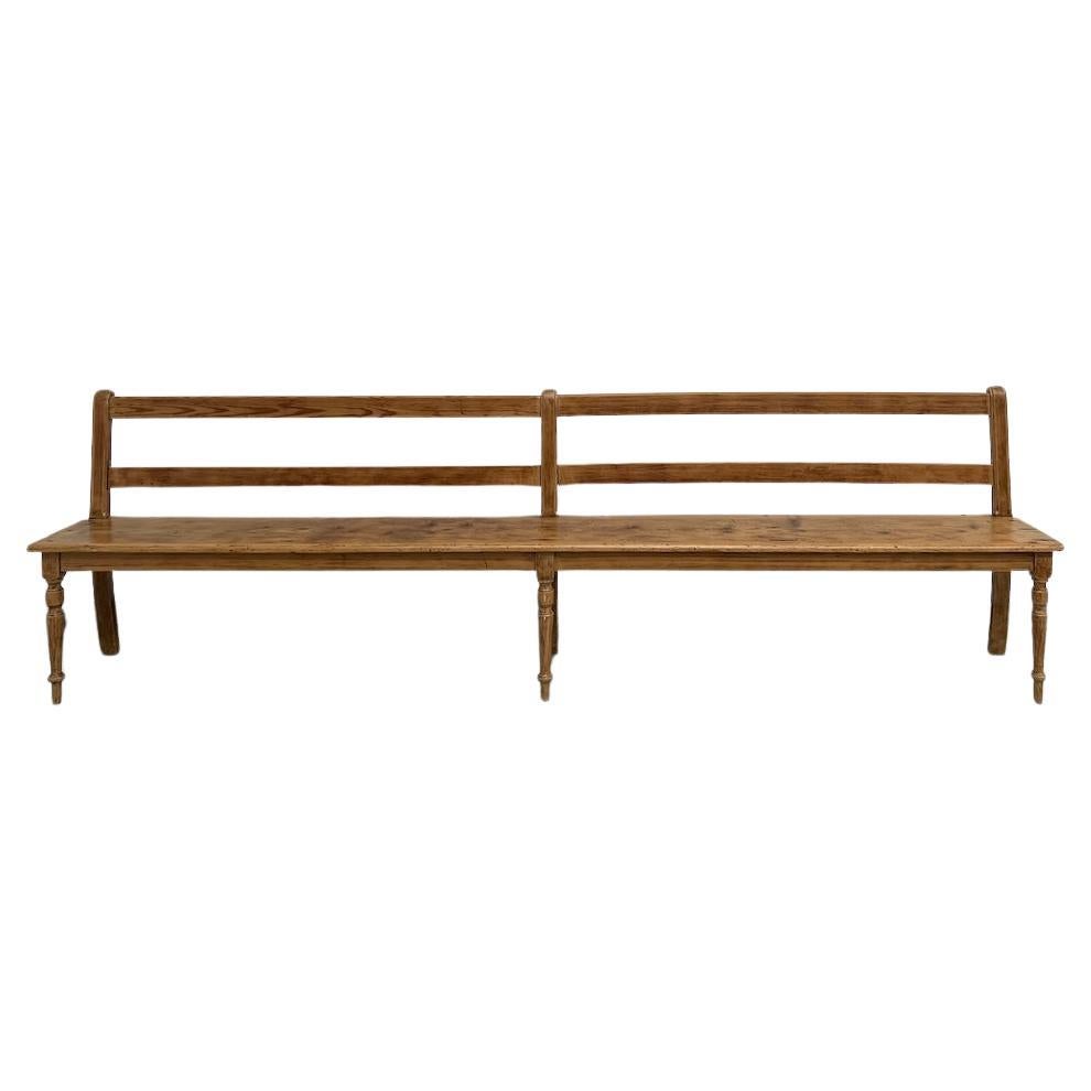 Very large french restored pine bench from the 1950s For Sale at 1stDibs