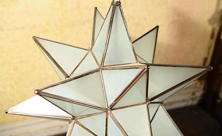 Very Large Frosted Glass Moravian Star Lighting Fixture at 1stDibs ...