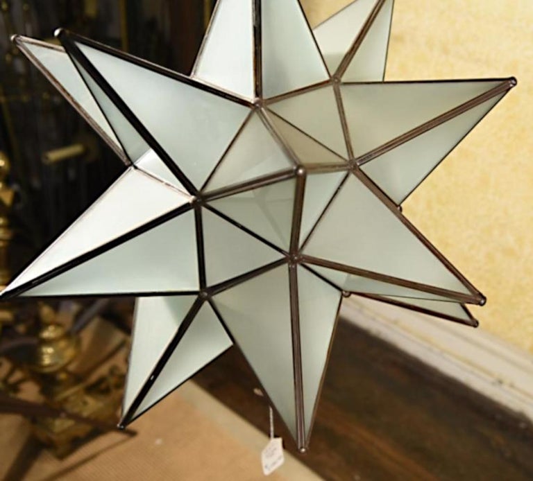 Very Large Frosted Glass Moravian Star Lighting Fixture at 1stDibs ...