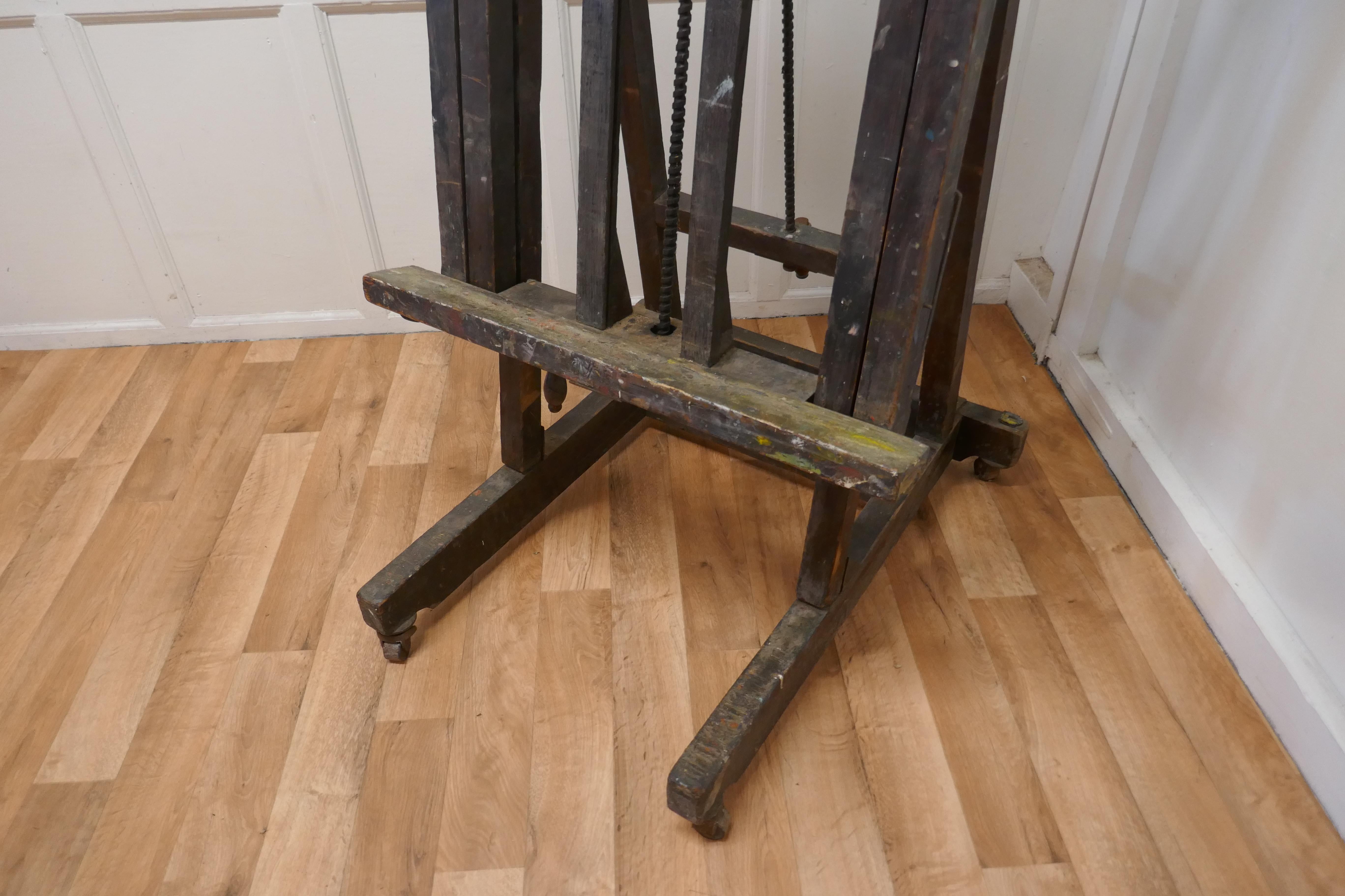 Very Large Fully Adjustable Studio Easel from the Slade at 1stDibs