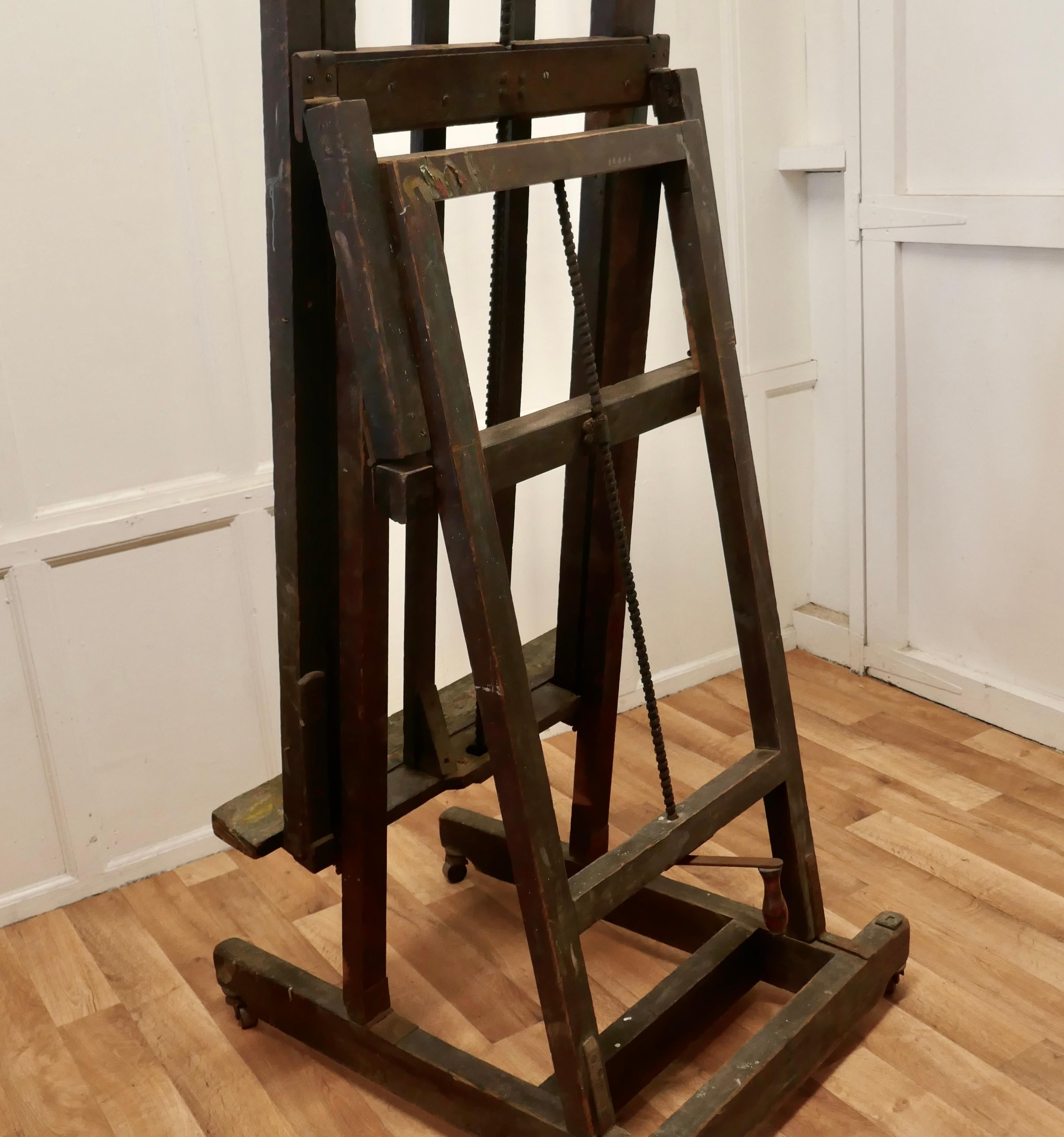 Very Large Fully Adjustable Studio Easel from the Slade at 1stDibs