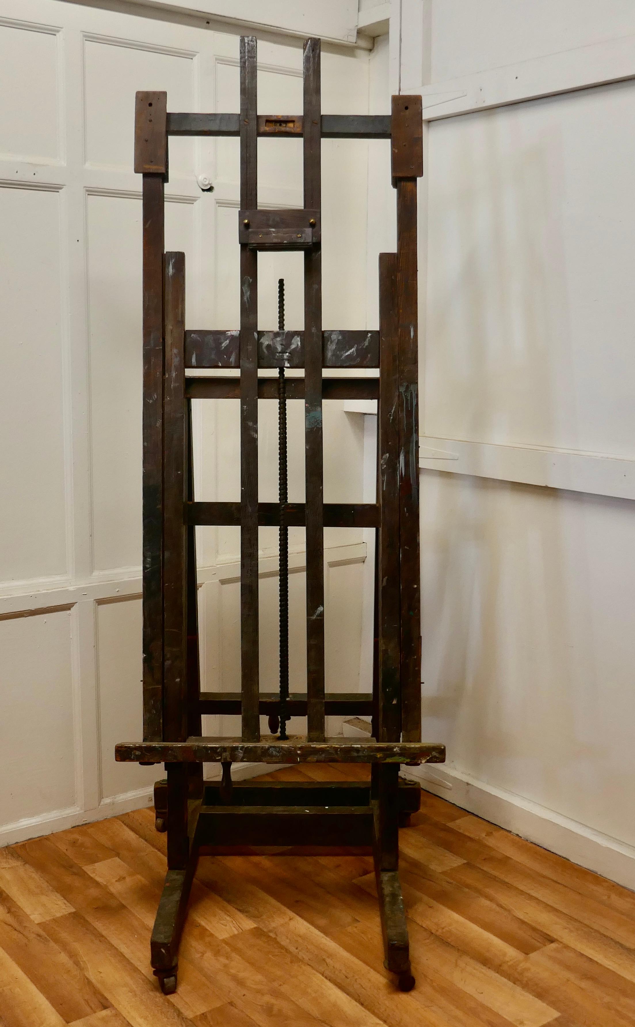 Very Large Fully Adjustable Studio Easel from the Slade at 1stDibs
