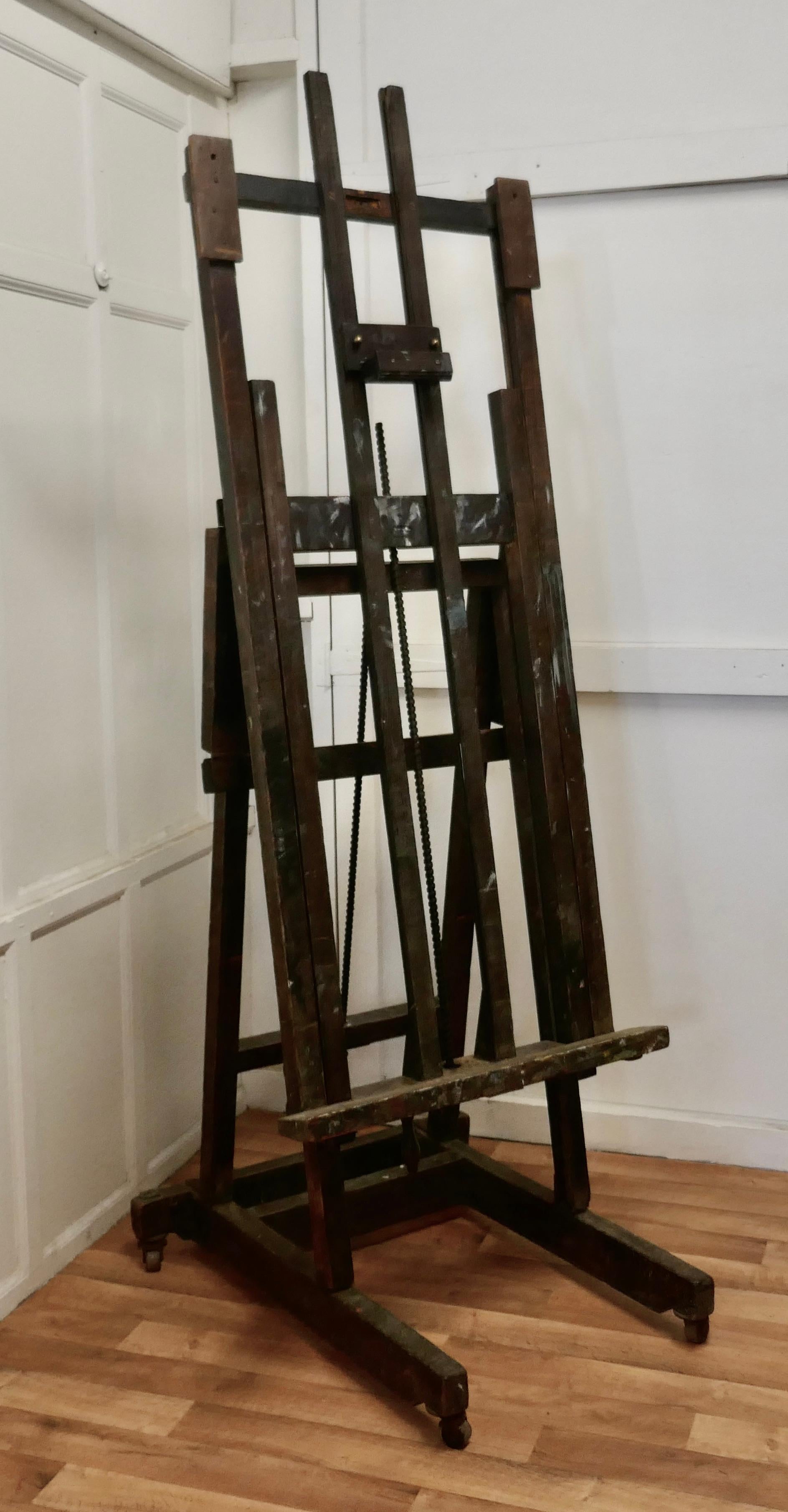 Very Large Fully Adjustable Studio Easel from the Slade at 1stDibs