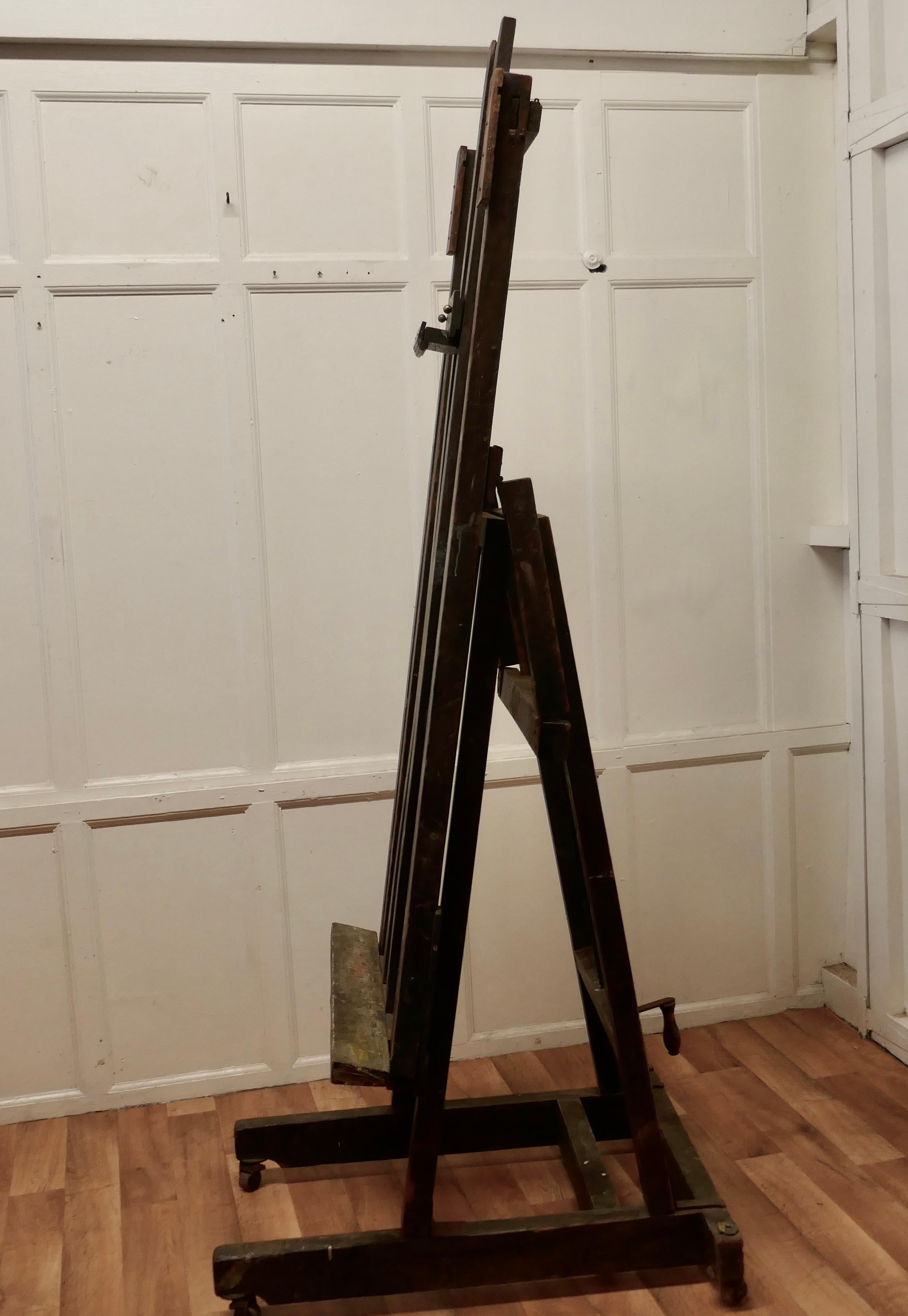 Very Large Fully Adjustable Studio Easel from the Slade at 1stDibs