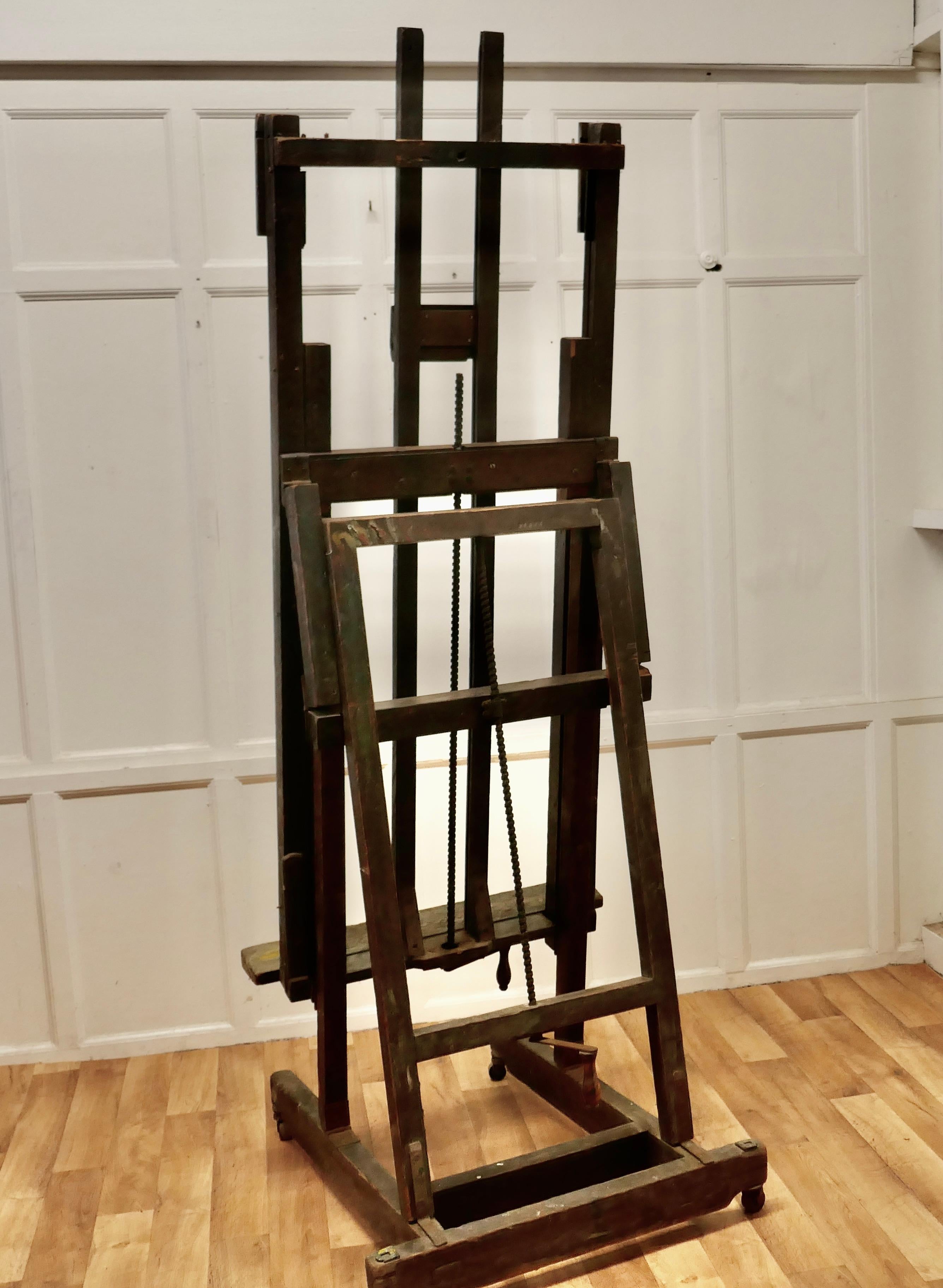 Very Large Fully Adjustable Studio Easel from the Slade at 1stDibs