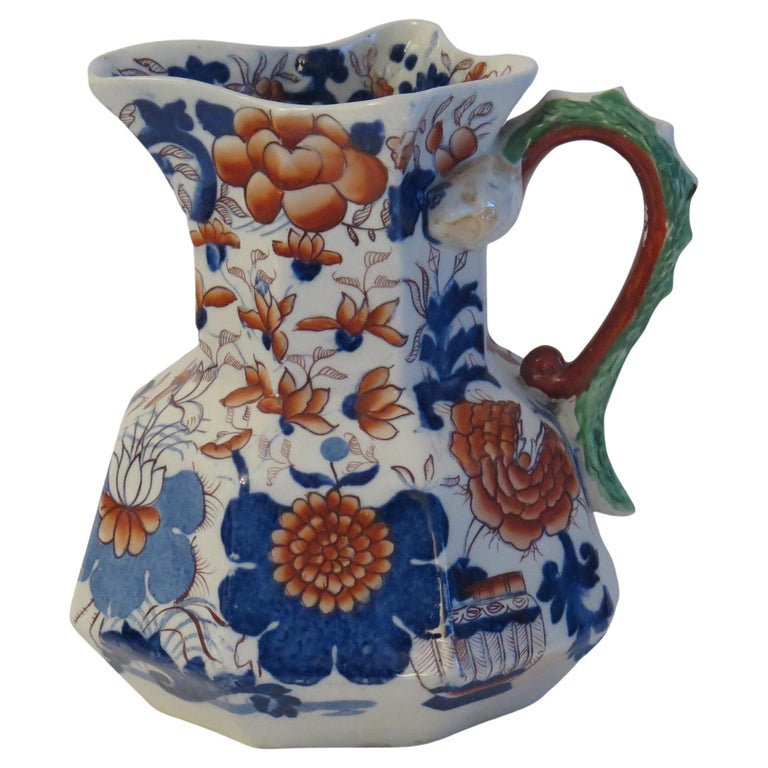 Very Large Georgian Mason's Ironstone Jug or Pitcher Basket Japan Ptn ...