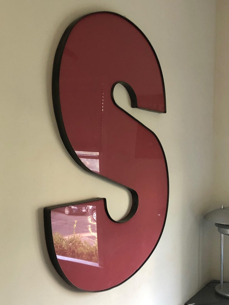 Very Large Graphic Wall Art Red Acrylic Letter S from Vintage Sign For ...