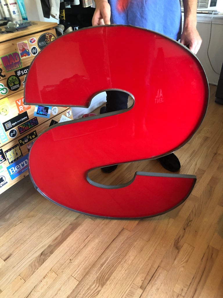 Very Large Graphic Wall Art Red Acrylic Letter S from Vintage Sign For ...