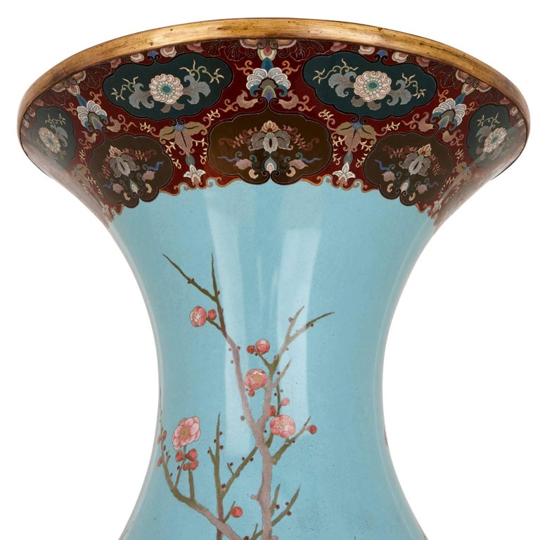 Very Large Japanese Vase Decorated with Cloisonne Enamel at 1stDibs