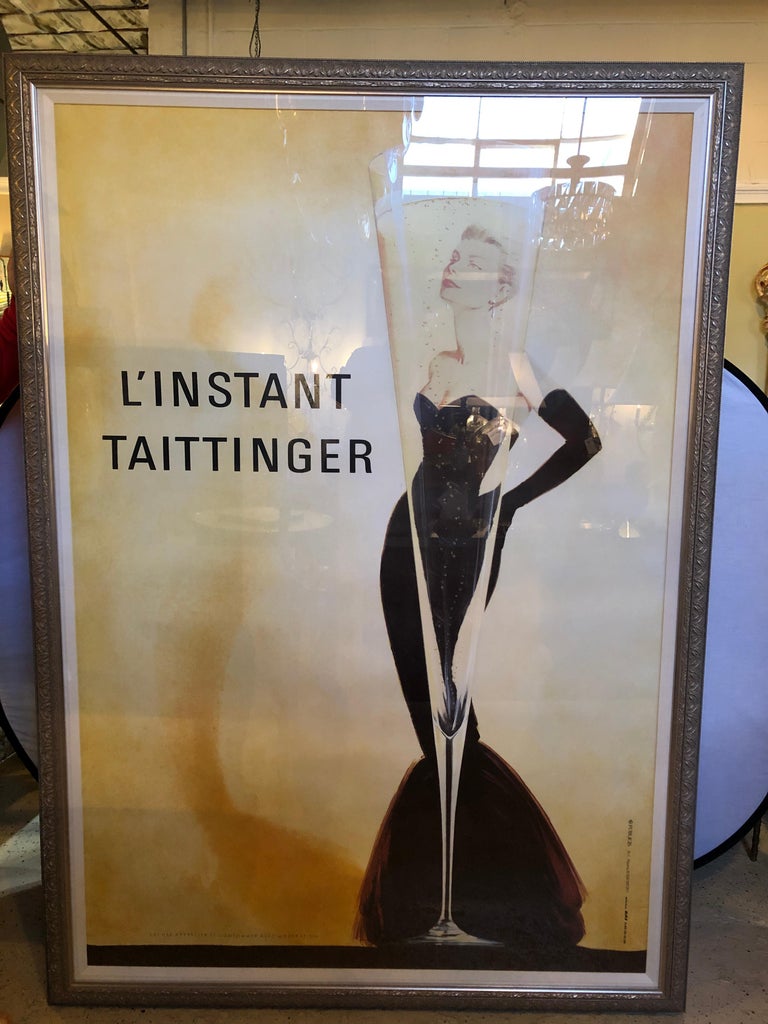 Very Large L'Instant Taittinger Authentic Vintage Poster by Publicic Conseil at 1stDibs