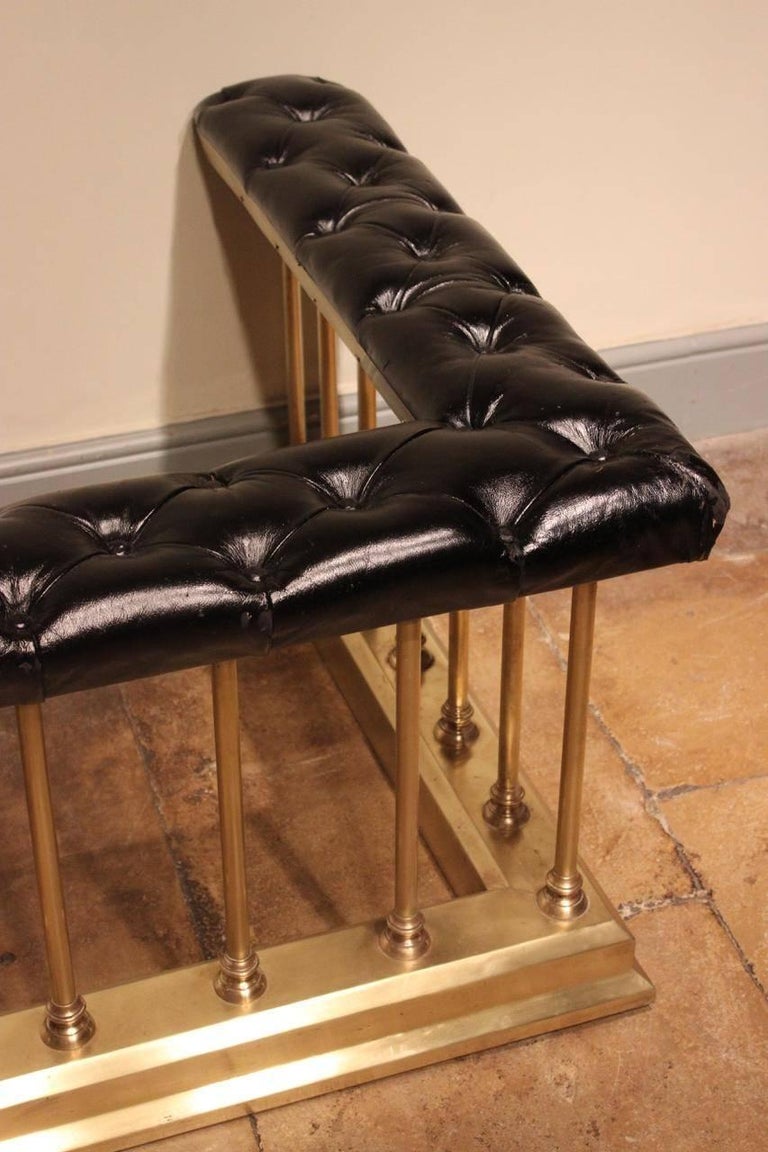 Very Large Mid-20th Century Brass and Leather Club Fender at 1stDibs