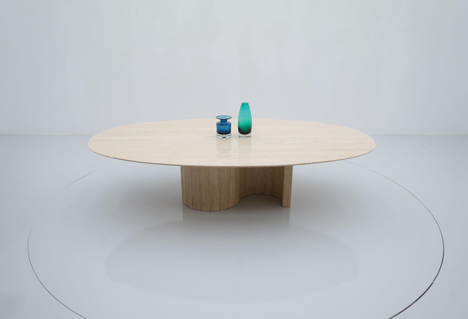 Very Large Oval Travertine Coffee Table Italy, 1970s at 1stDibs