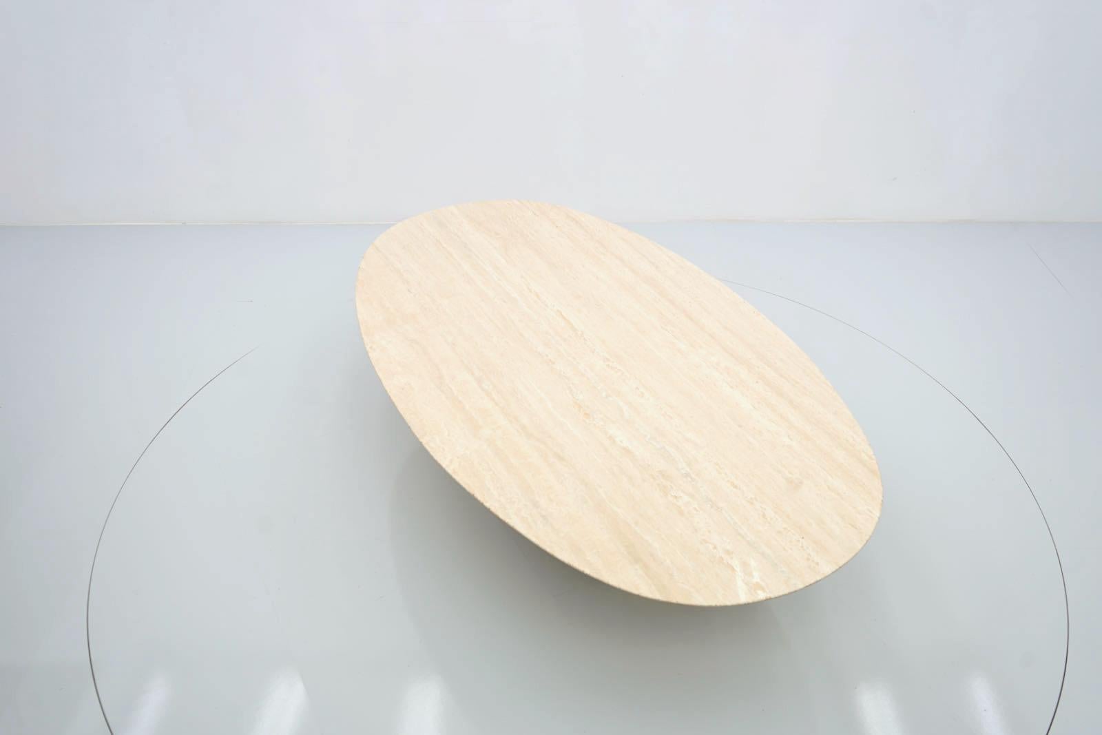 Very Large Oval Travertine Coffee Table Italy, 1970s For Sale at 1stDibs