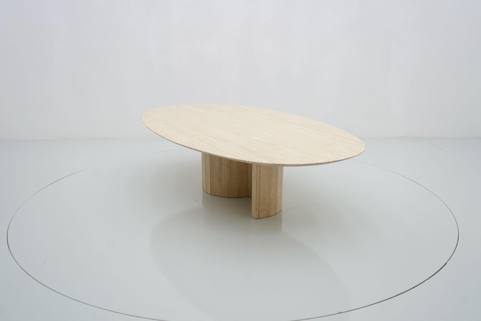 Very Large Oval Travertine Coffee Table Italy, 1970s at 1stDibs
