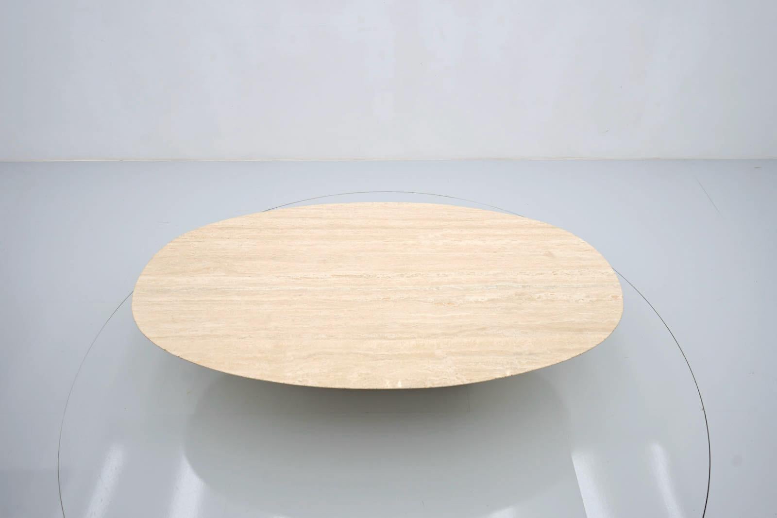 Very Large Oval Travertine Coffee Table Italy, 1970s For Sale at 1stDibs
