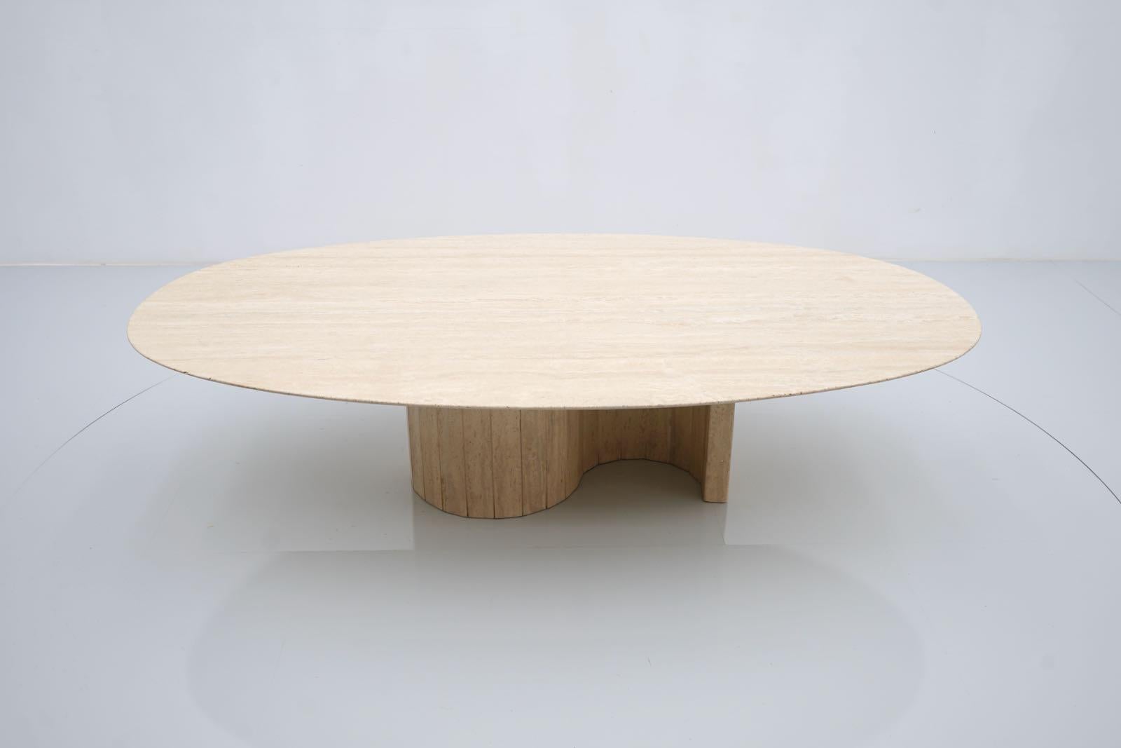 Very Large Oval Travertine Coffee Table Italy, 1970s at 1stDibs