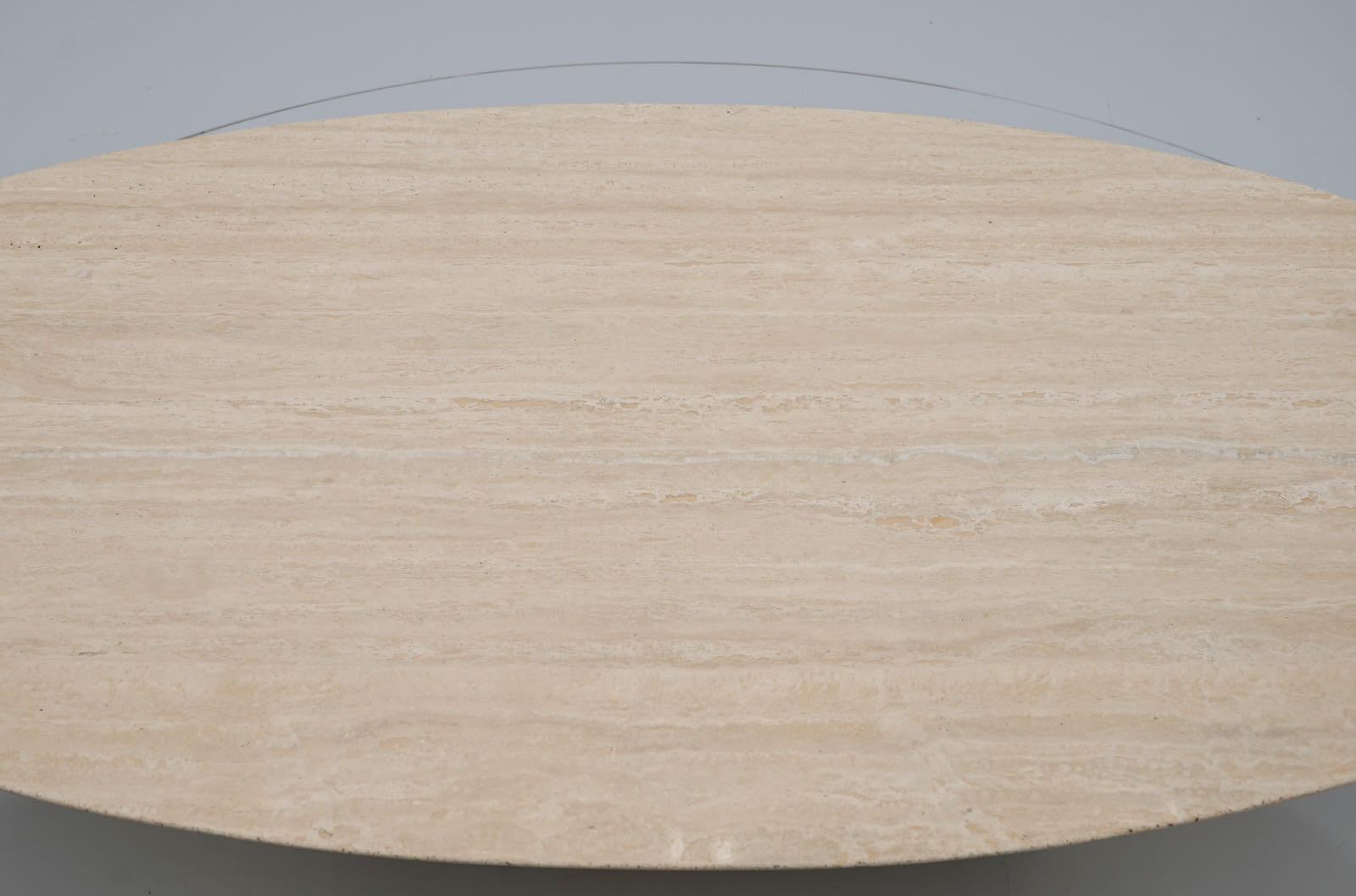 Very Large Oval Travertine Coffee Table Italy, 1970s at 1stDibs