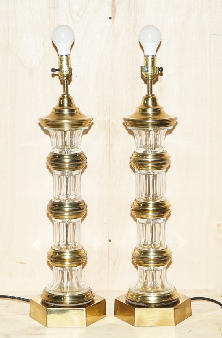 Very Large Pair of Fully Restored Vintage Glass Lighthouse Brass Tables ...
