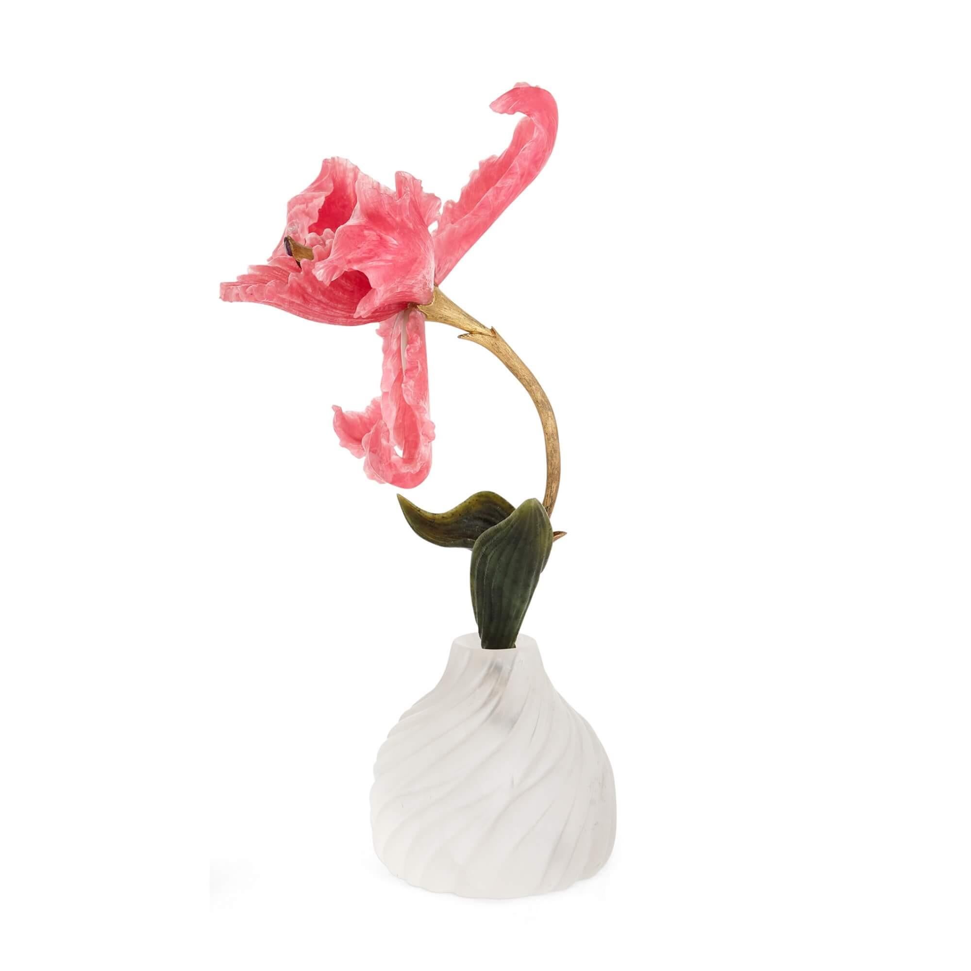 Modelo Flor de Piedra Preciosa y Plata Muy Grande en venta en 1stDibs