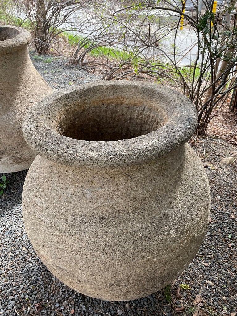Very Large Round French Carved Stone Pot/Planter For Sale at 1stDibs