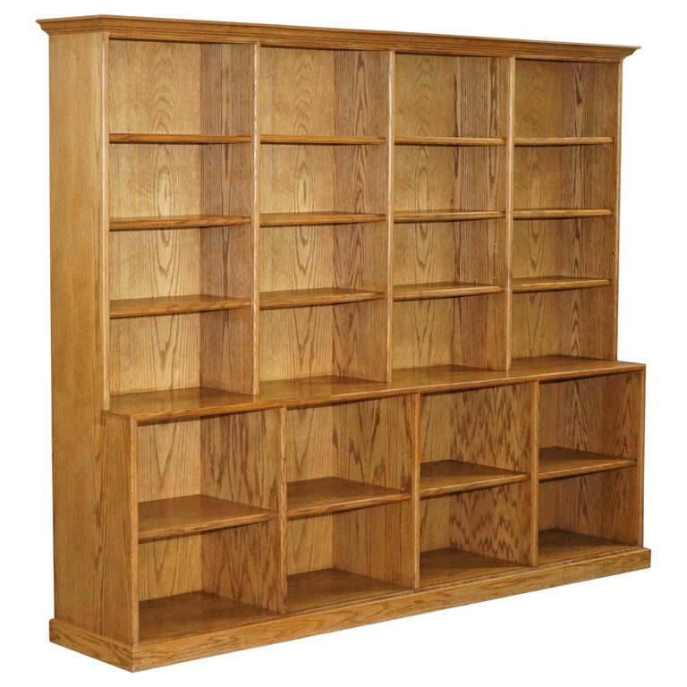 Very Large and Solid American Oak Veneered Library Bookcase Height ...