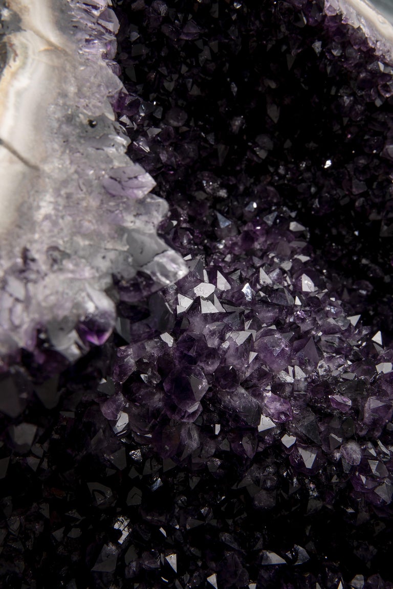 Incredible Deep Purple Amethyst Tower - Complete Half Geode with Agate border For Sale at ...