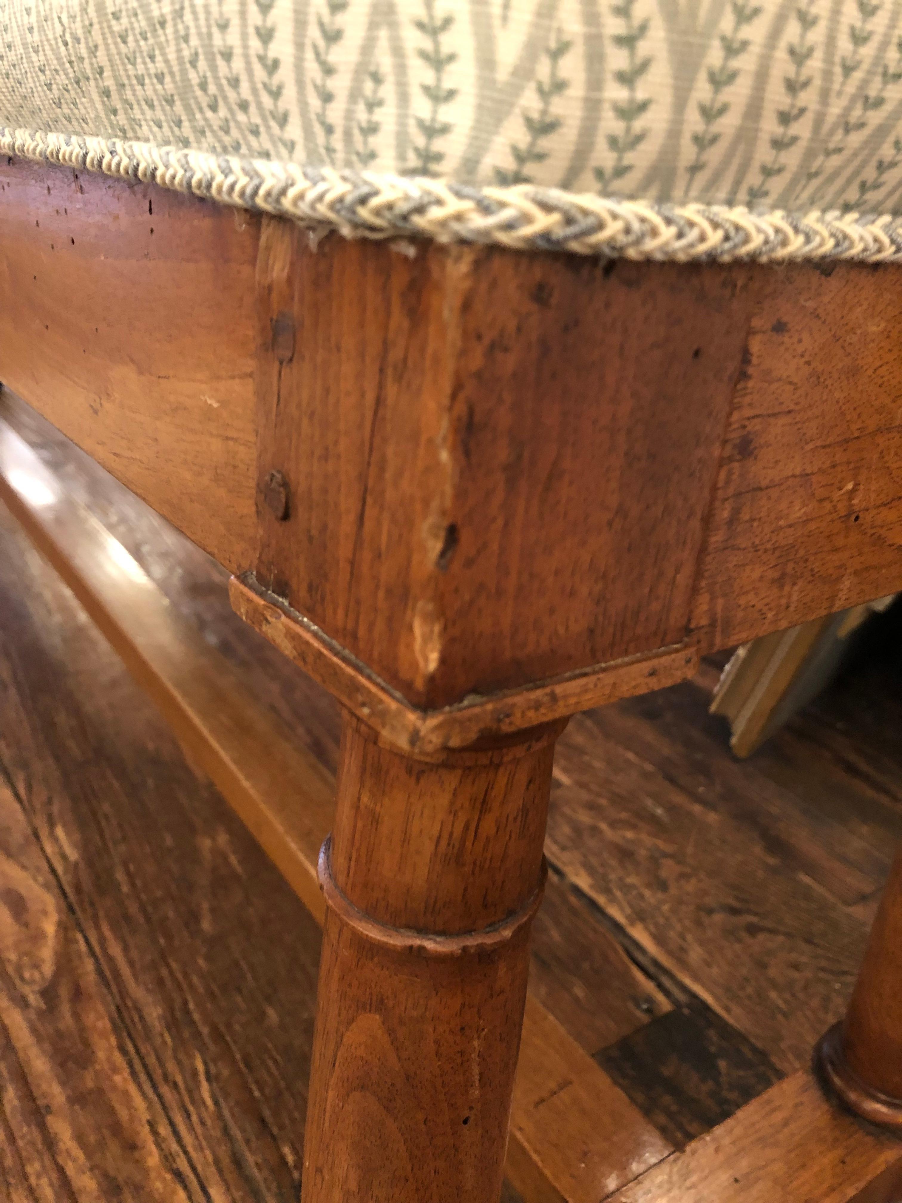 Very Long Antique Nantucket Mudroom Bench with Updated Upholstery For ...