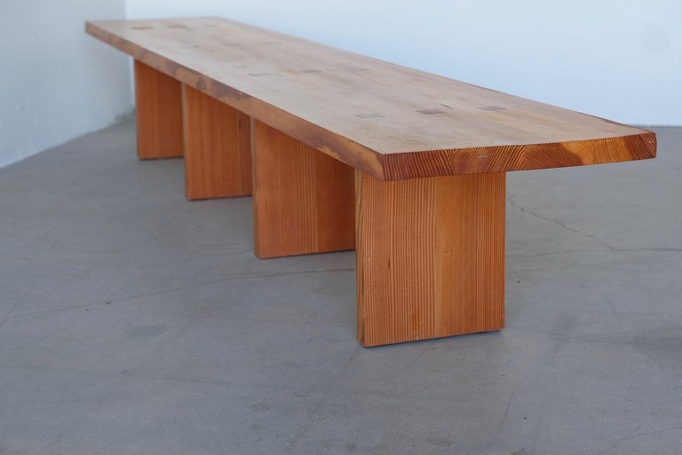 Very Long Low Eight Foot Solid Pine Wood Handcrafted Mortise and Tenon ...