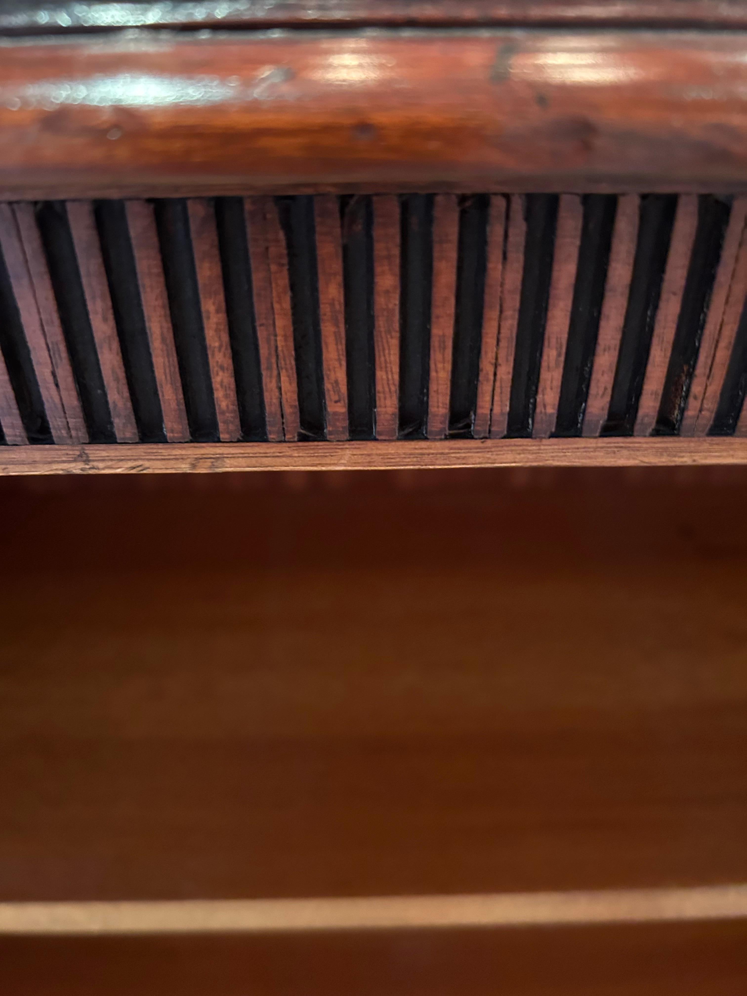 Very Long Narrow Vintage Walnut Library Bookcase For Sale at 1stDibs