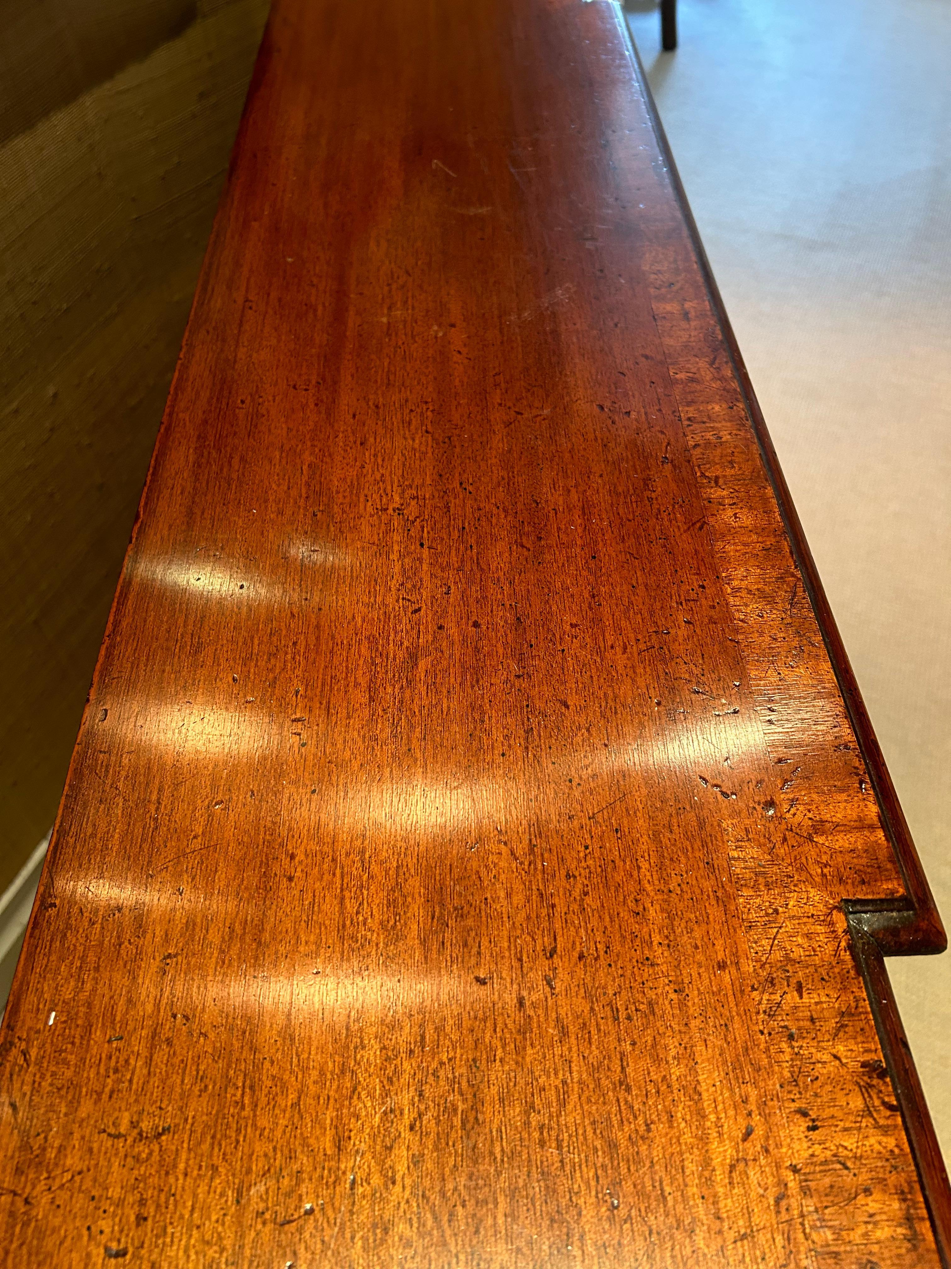 Very Long Narrow Vintage Walnut Library Bookcase For Sale at 1stDibs