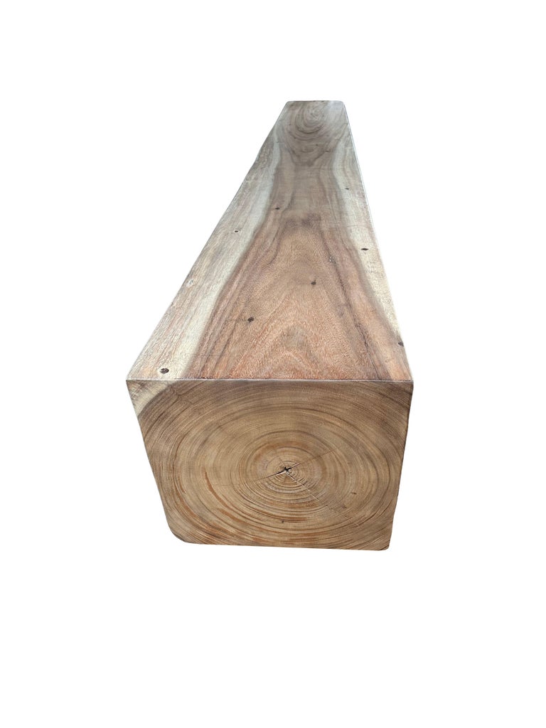 Very Long Sculptural Solid Suar Wood Bench Modern Organic, Burnt Finish ...
