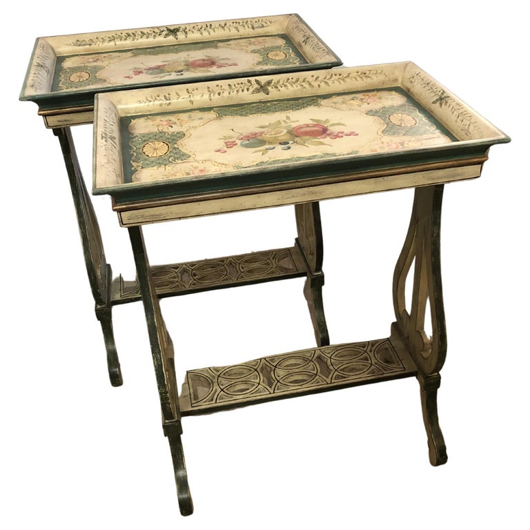 Very Lovely Pair of Rectangular Painted Side Tables For Sale at 1stDibs