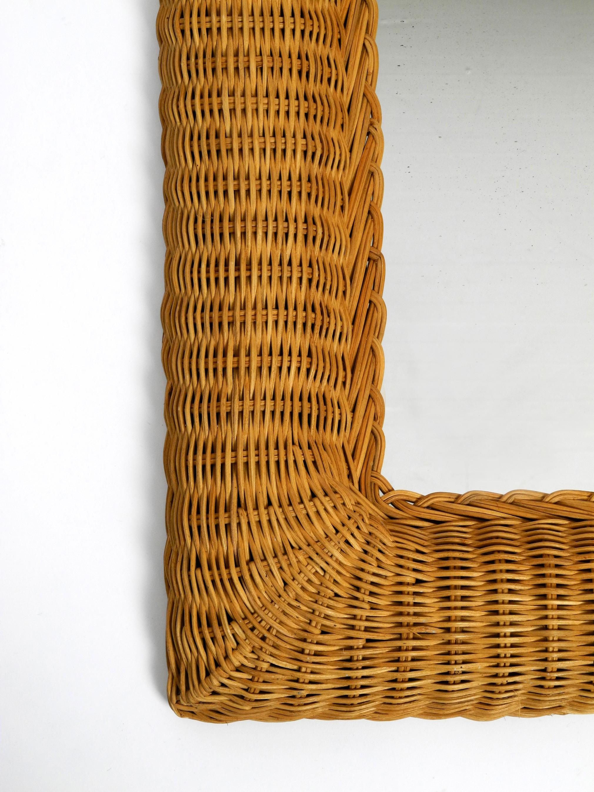 Very Nice 1960s Large Italian Wicker Wall Mirror with a Wide Frame For ...