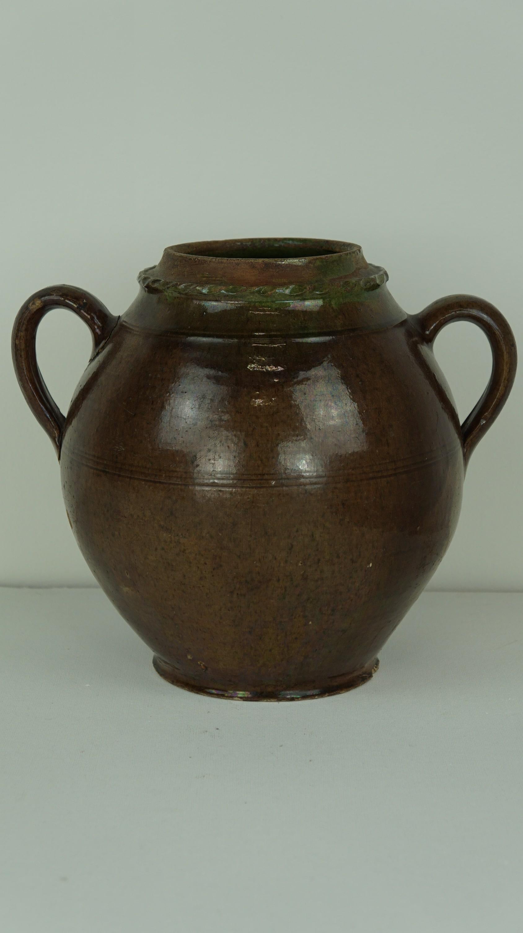 Very nice antique earthenware jug with 2 handles For Sale at 1stDibs