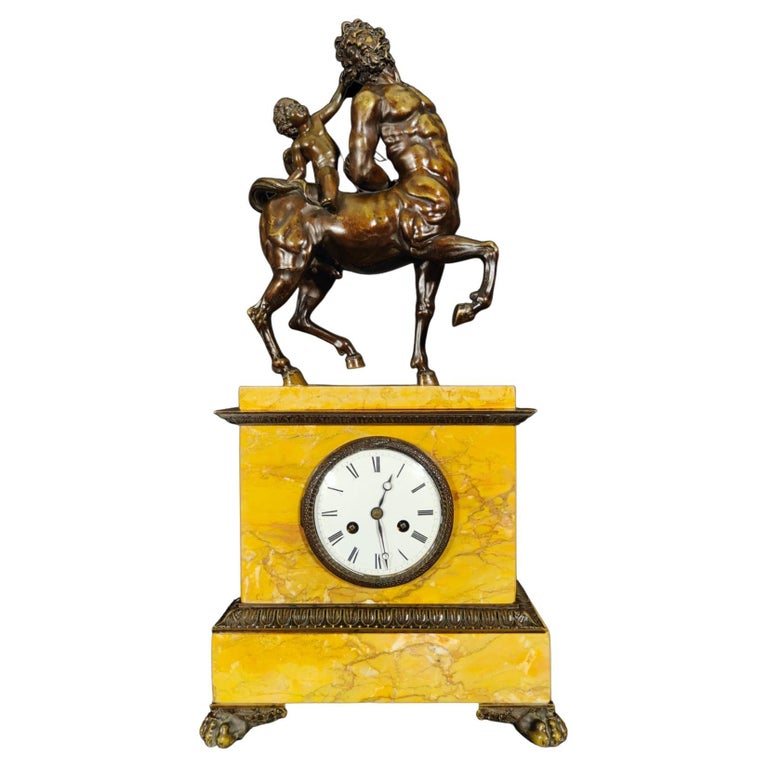 Very Nice Centaurus Clock Siena Marble and Patinated Bronze Base, 19th ...