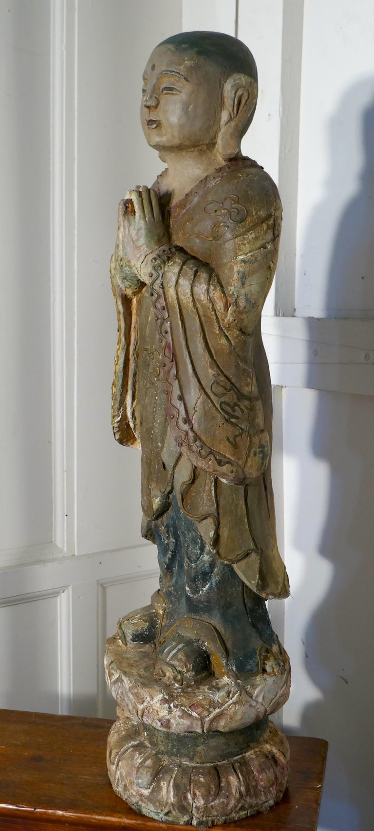 Very Old Carved Figure of a Female Standing Buddhist Immortal For Sale ...