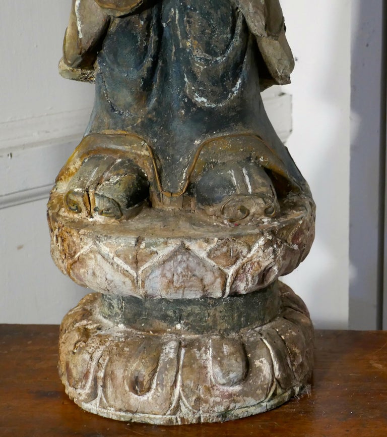 Very Old Carved Figure of a Female Standing Buddhist Immortal For Sale ...
