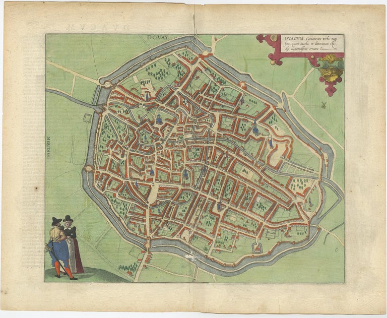Very Old Original Antique Map of The City of Douai in France, ca.1575 ...