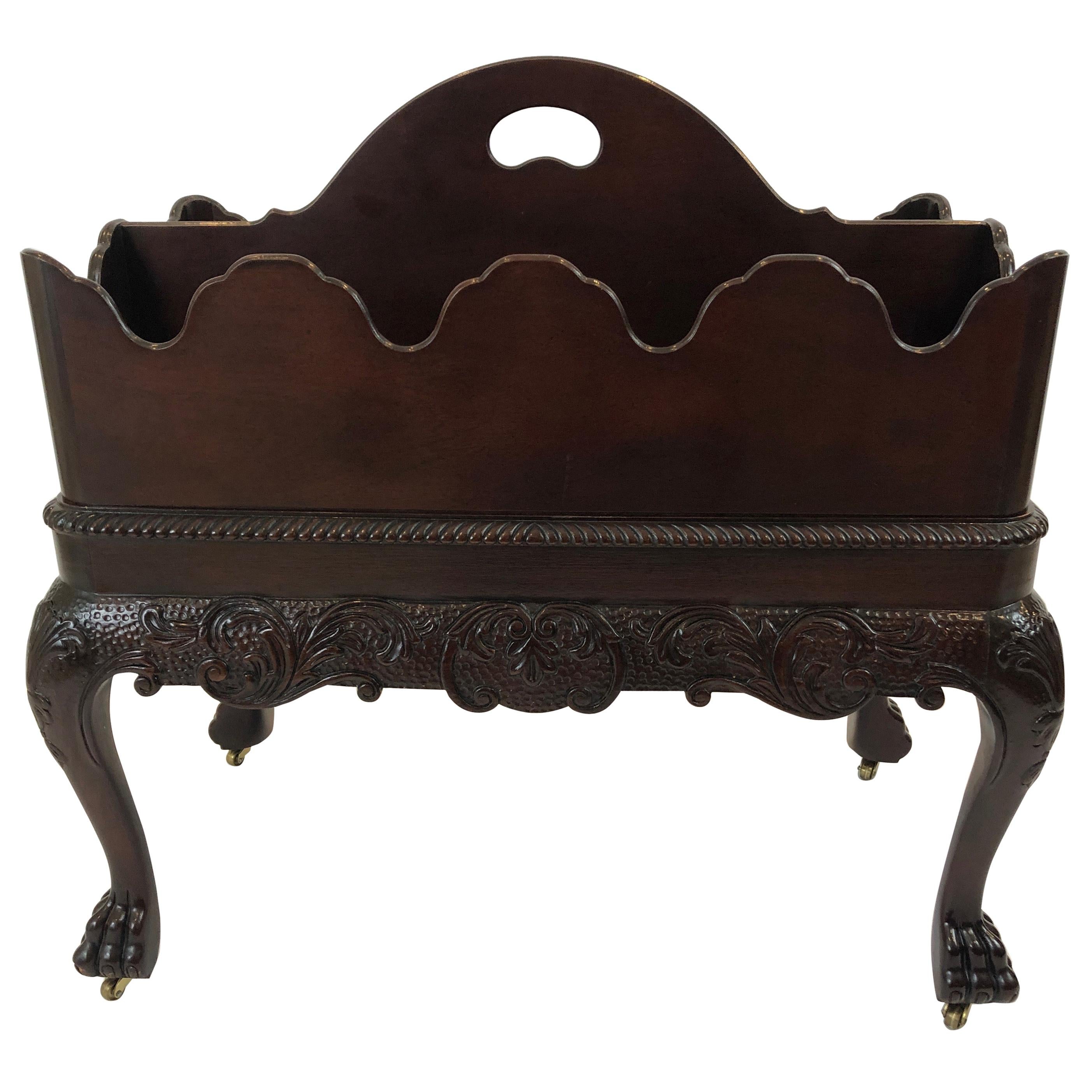Classic Mahogany Chippendale Style Magazine Rack For Sale at 1stDibs