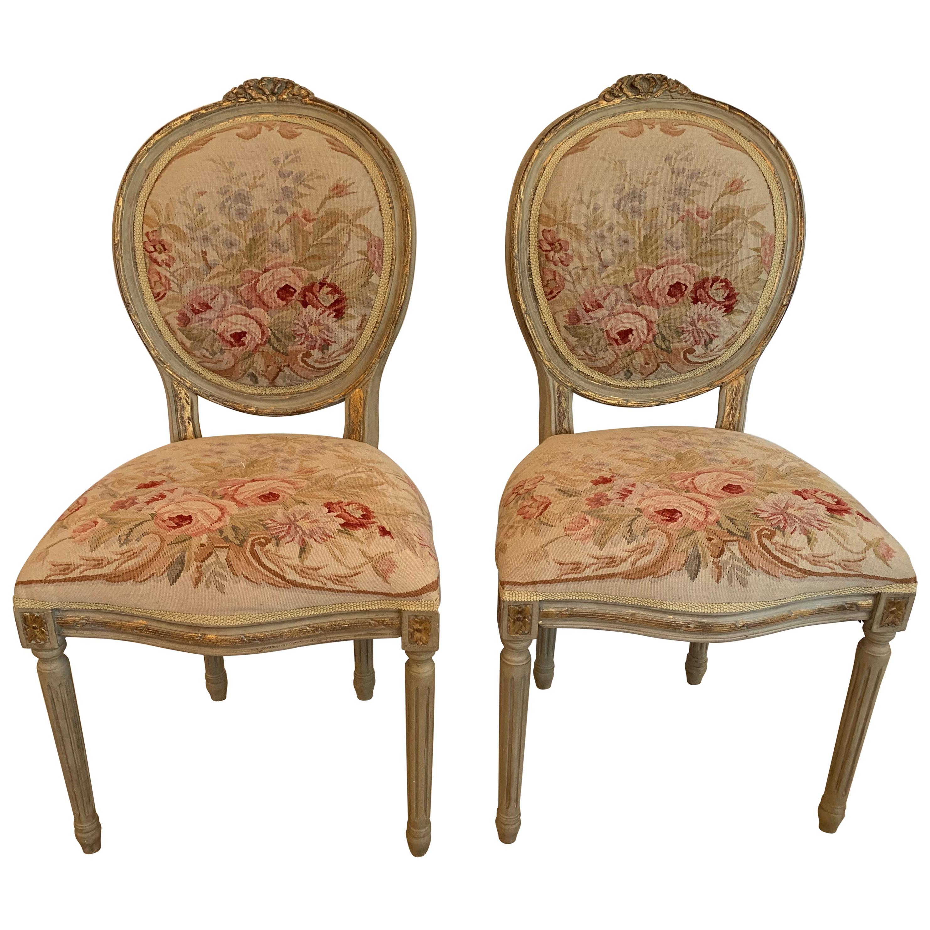 Very Pretty Pair of Louis XVI Style Oval Back Fauteuils Side Chairs For ...