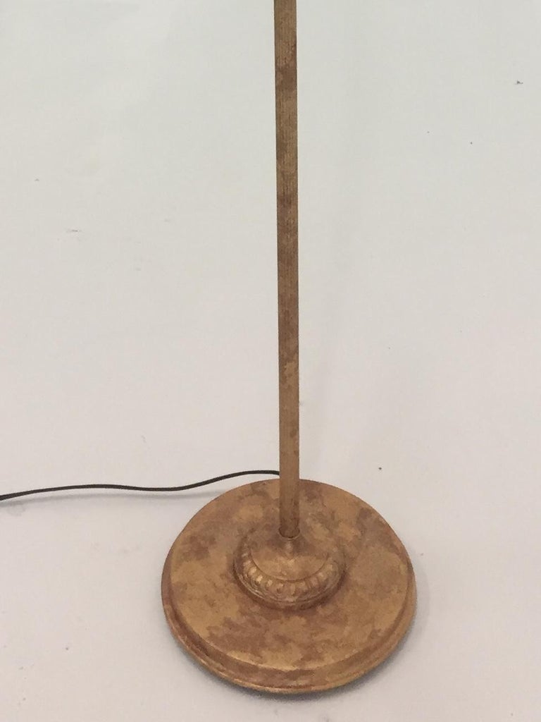 Very Pretty Two-Arm Gilt Metal Floor Lamp with Hand Embroidered Shades ...