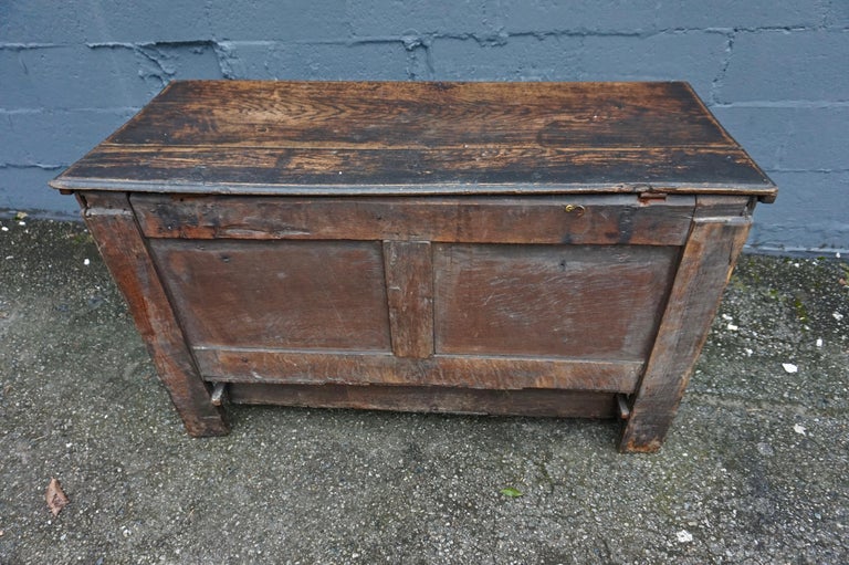 Very Rare 15th C. Medieval English Carved Solid Oak Dowry Coffer with ...