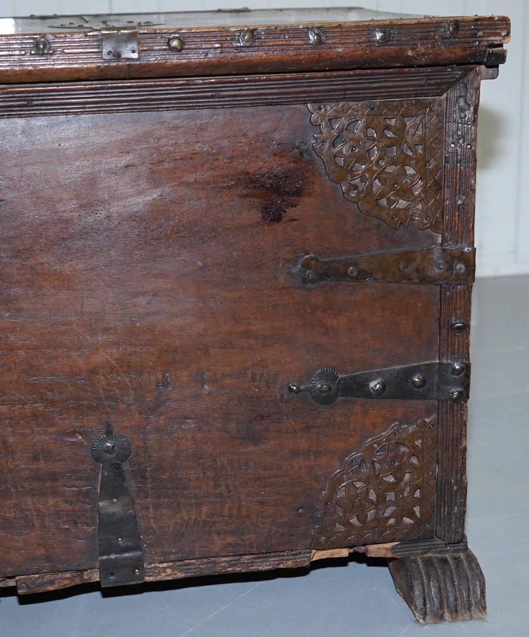 Very Rare 17th Century Walnut Spanish Chest or Trunk Hand-Carved Iron ...
