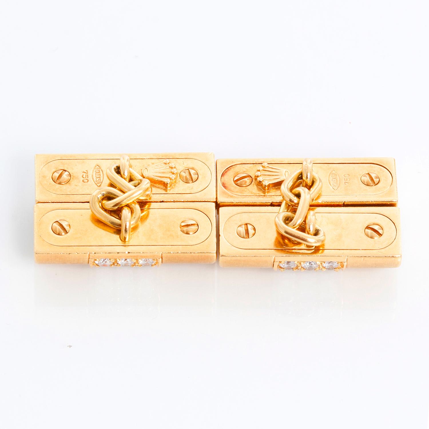 Very Rare 18k Yellow Gold Rolex Diamond Cuff Links at 1stDibs | rolex ...