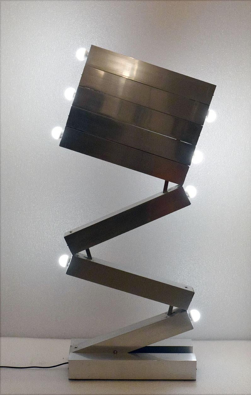 Very rare aluminum lamp by Obor Illuminating, 1970s at 1stDibs