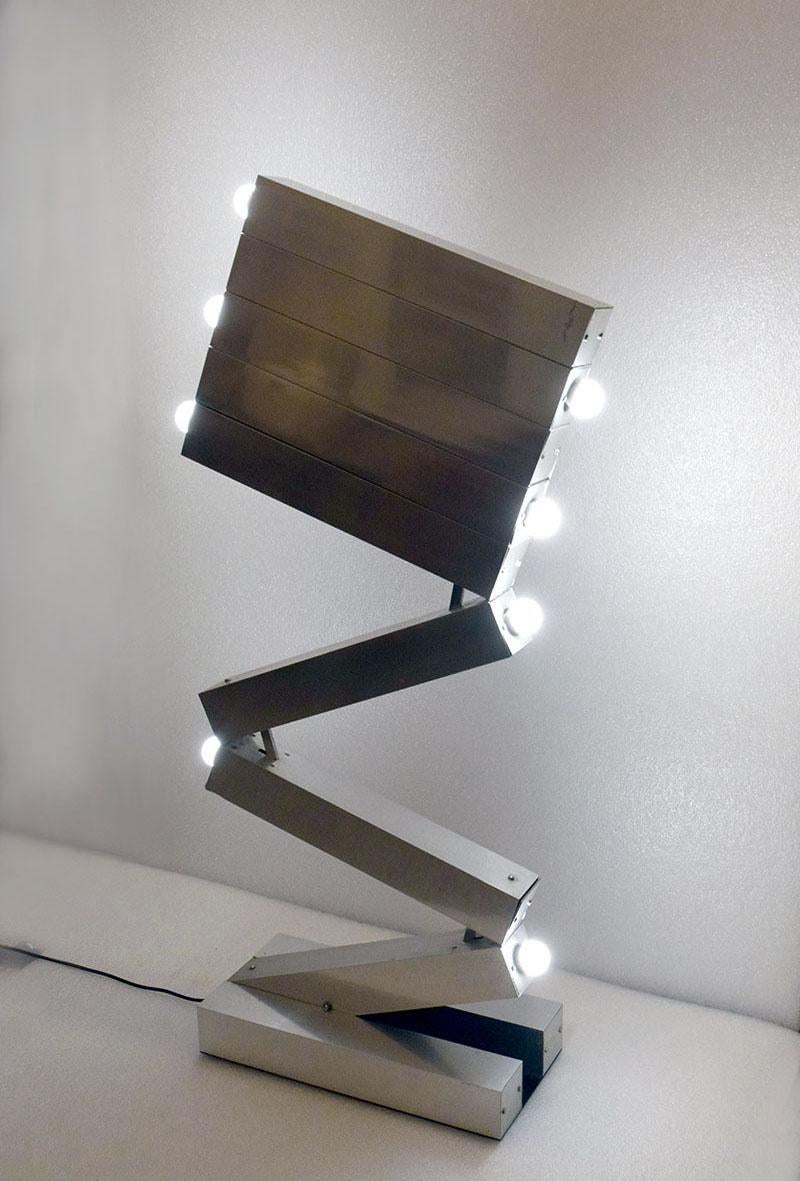 Very rare aluminum lamp by Obor Illuminating, 1970s at 1stDibs