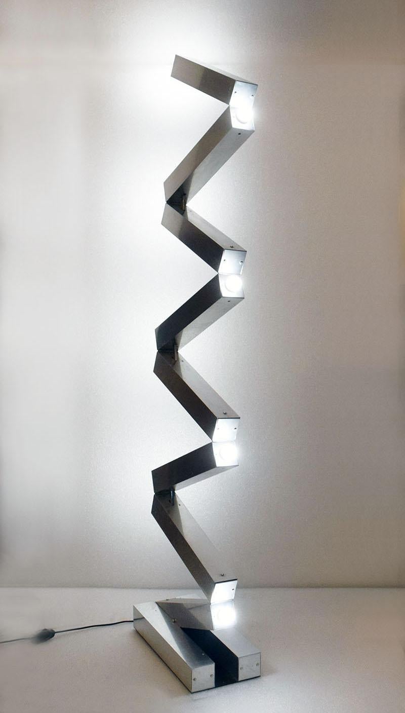 Very rare aluminum lamp by Obor Illuminating, 1970s at 1stDibs