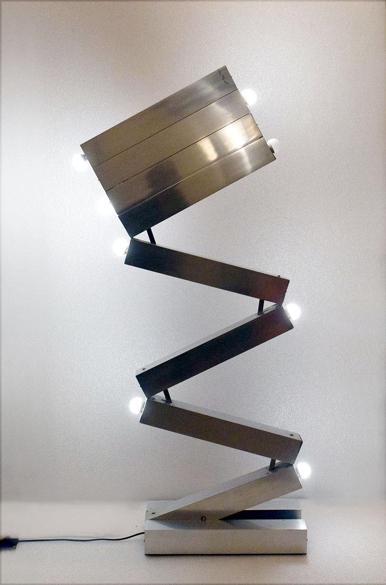 Very rare aluminum lamp by Obor Illuminating, 1970s at 1stDibs