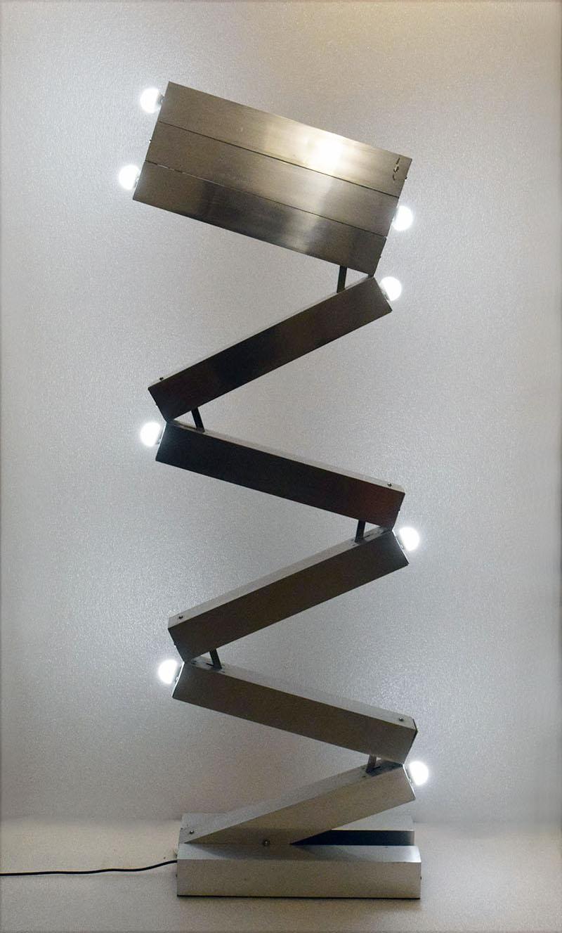 Very rare aluminum lamp by Obor Illuminating, 1970s at 1stDibs