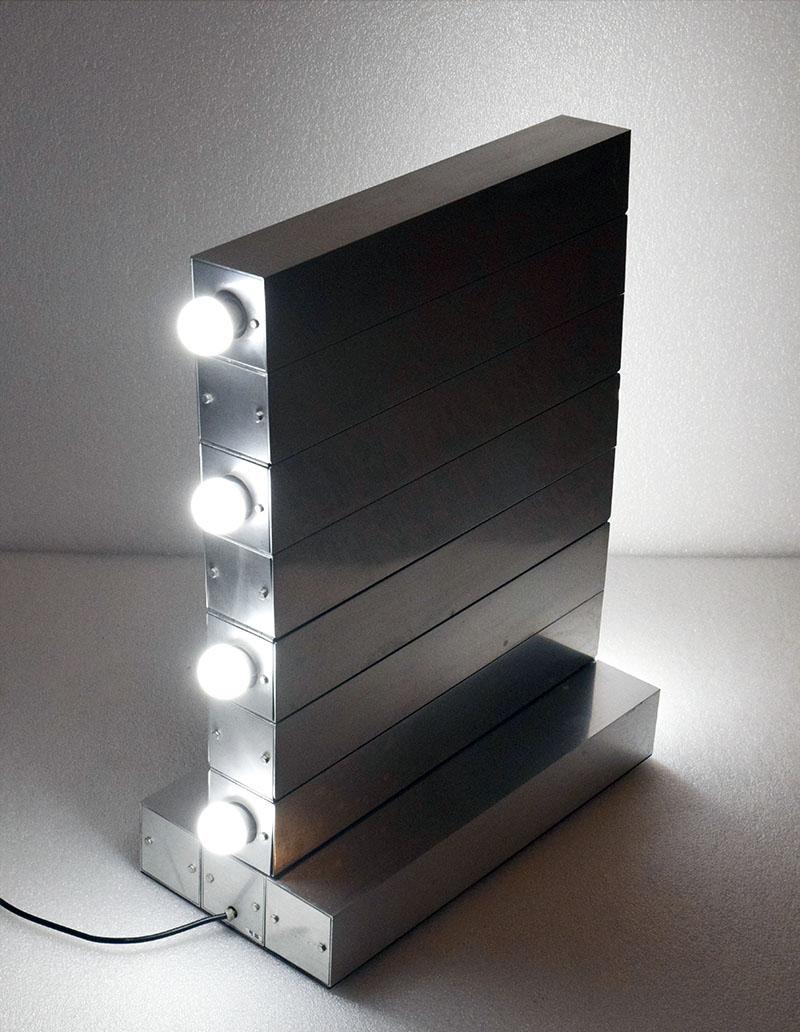 Very rare aluminum lamp by Obor Illuminating, 1970s at 1stDibs